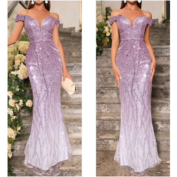 Dresses | Ombre Sequin Off Shoulder Bodycon Party Formal Prom Wedding ...